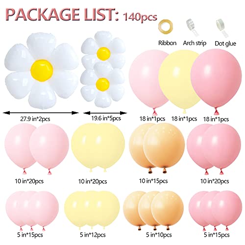 Daisy Balloon Garland Arch Kit Macaron Pastel Pink And Yellow Boho Groovy Party For Baby Shower Wedding Birthday Sunflower Decor