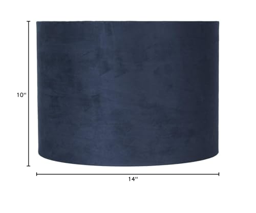 Urbanest Suede Classic Drum Lampshade, 14-inch by 14-inch by 10-inch, Navy Blue, Spider-Fitter