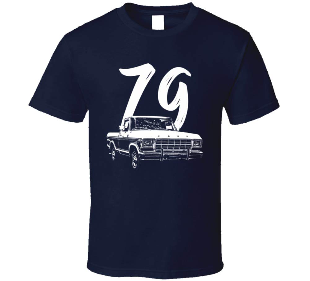CarGeekTees 1979 F100 Three Quarter Angle View with Year Dark Color T Shirt XL Navy