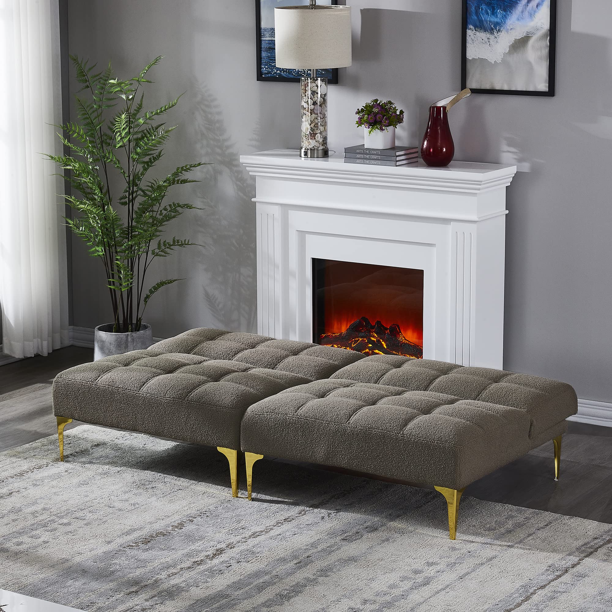 Anwickhomk Folding Sofa Bed,Convertible Couch,Modern Armless Futon Sofa,Loveseats Chairs with Removable Pillow and Adjustable Backrest,Soft Fabric Sofa for Bedroom, Living Room (Taupe)