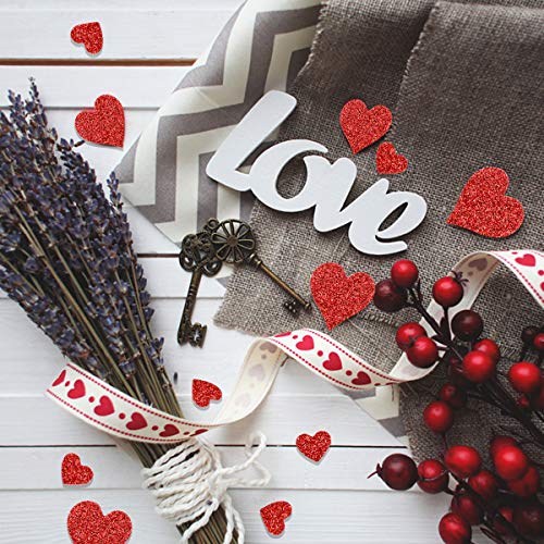 600Pcs Valentines Day Heart Confetti, Red Glitter Valentines Confetti Hearts, Hearts Table Confetti Decorations for Valentine's Day Wedding Anniversary Engagement Party Home Table Decoration Photo Booth Backdrop