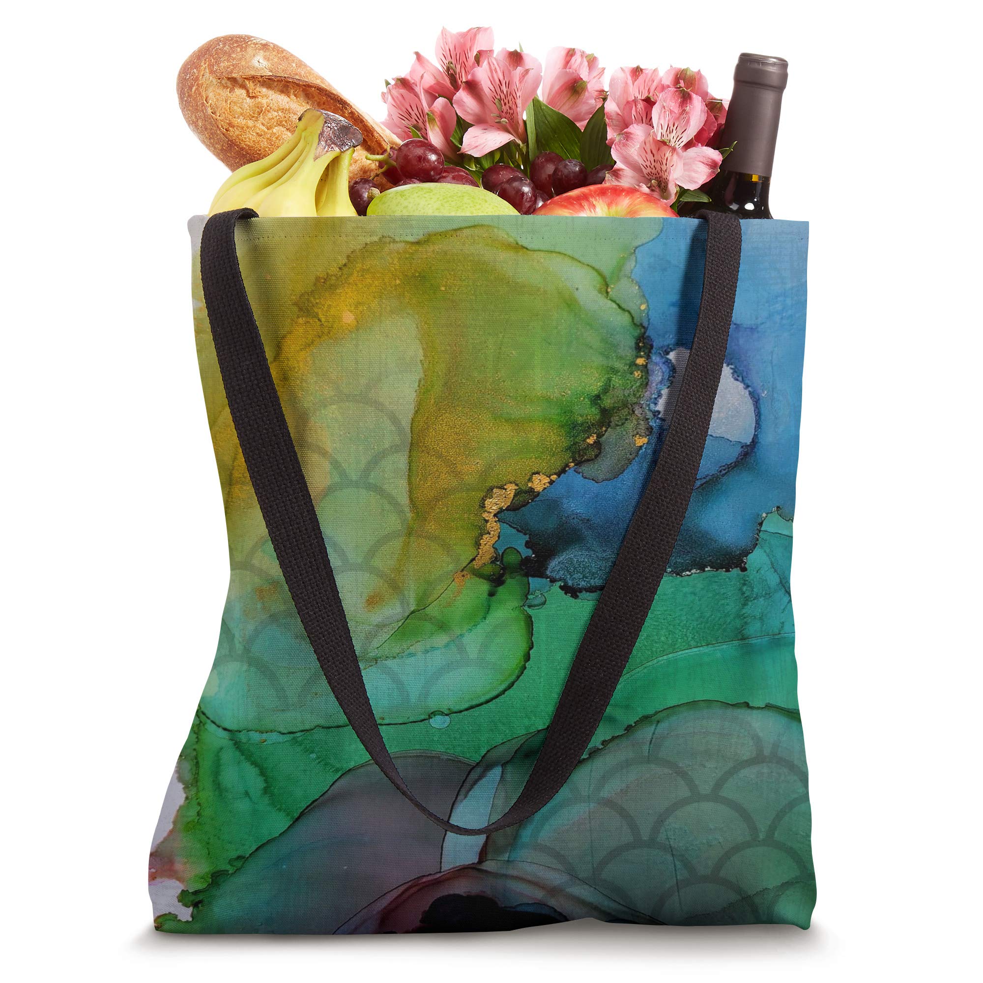 Modern Art Alcohol Ink Painting - Distressed Mermaid Pattern Tote Bag