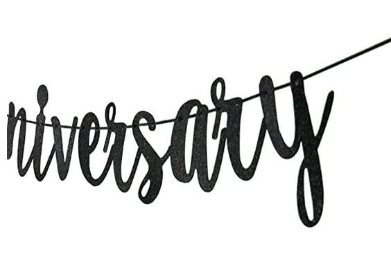 Happy Anniversary Banner,Funny Sign for Wedding Anniversary Party Decorations,Birthday Anniversary Party Bunting(black).