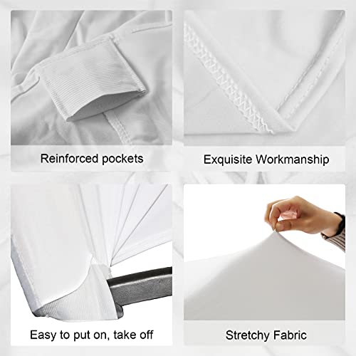 Dololoo 2 Pack Cocktail White Spandex Stretchable Tablecloths,Round Highboy Stretch Table Covers,Elastic Square Corners Table Clothes for Wedding,Party,Birthday,30"-32" Diameter x 40"-43" Height