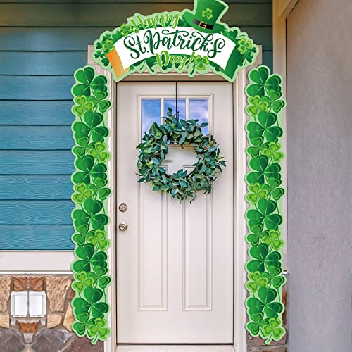 Set of 3 St. Patrick's Day Door Border Irish Door Decorations St Patrick's Day Welcome Sign Shamrock Outdoor Door Banner for St. Patrick's Day Home Classroom Office Party Wall Door Office Decorations