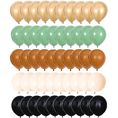 100pcs Mocha Chrome Gold Balloon Garland Arch Kit Coffee Sage Green Apricot Balloons for Wedding Birthday Party Balloon Arch Baby Shower Boho Party Decorations