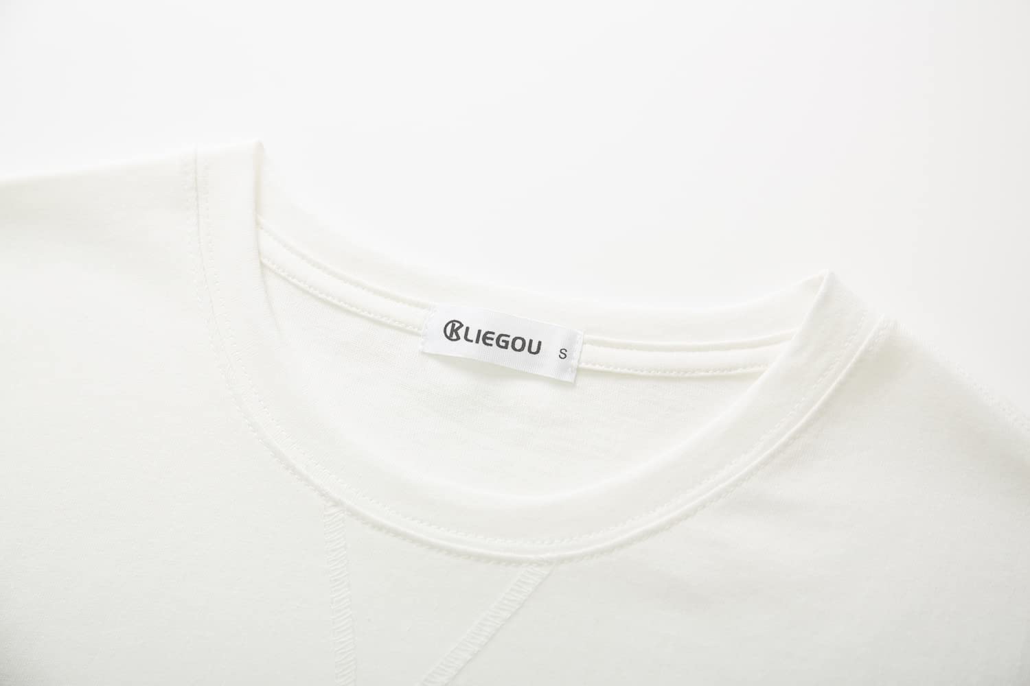 KLIEGOU Mens 100% Cotton Hipster Hip Hop Longline Crewneck T-Shirt White XL(66)