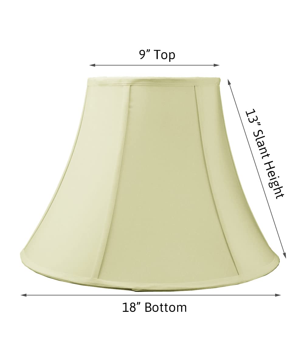 9x18x13.5 Egg Shell Shantung Bell Lampshade with Brass Spider Fitter - Perfect for Table and Floor Lamps - Large, Egg Shell