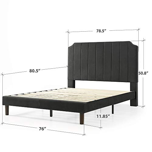ZINUS Charlotte Upholstered Platform Bed Frame, Mattress Foundation, Wood Slat Support, No Box Spring Needed, Easy Assembly, King