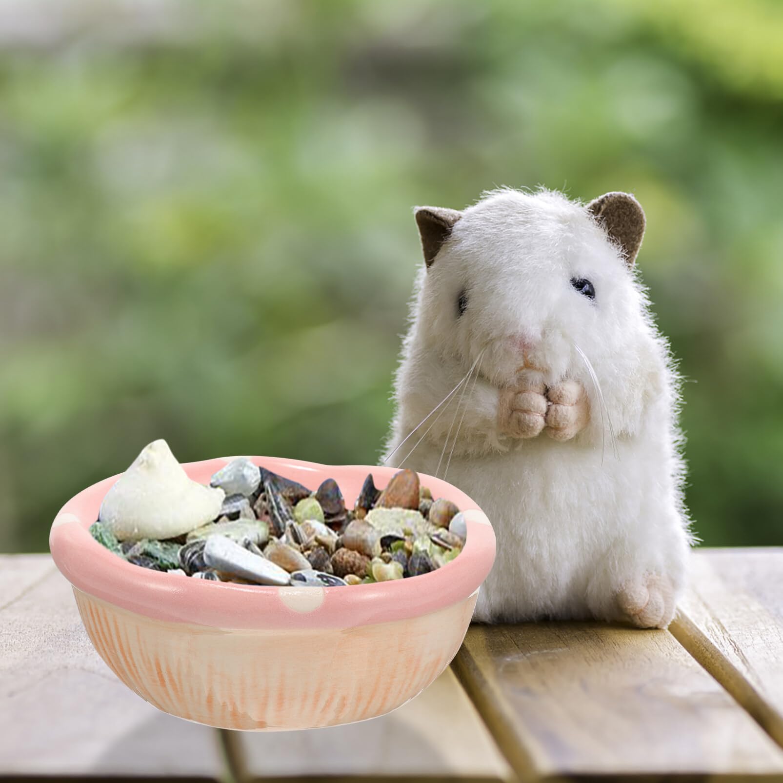 Beaupretty Hamster Food Bowl Mini Mushroom Shaped Water Bowl Guinea Pig Ceramic Small Animal Feeding Dish for Dwarf Hamster Gerbil Ferret Hedgehog Chinchilla Pink