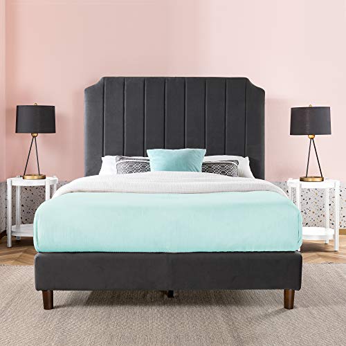 ZINUS Charlotte Upholstered Platform Bed Frame, Mattress Foundation, Wood Slat Support, No Box Spring Needed, Easy Assembly, King