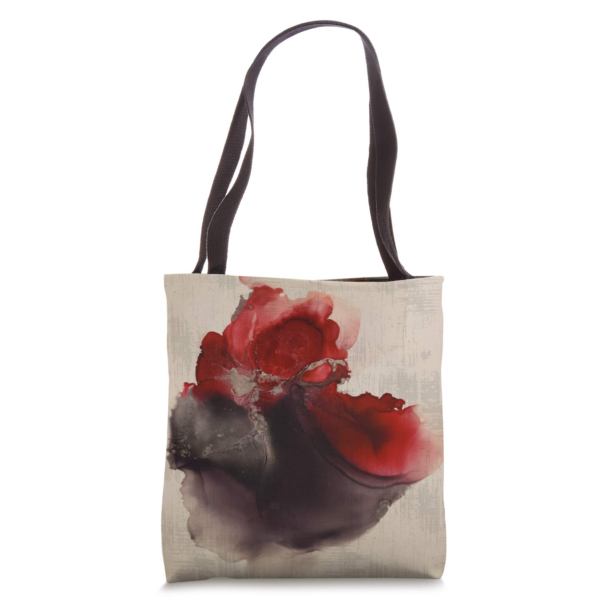 Black & Deep Red Modern Art Alcohol Ink - Distressed Pattern Tote Bag