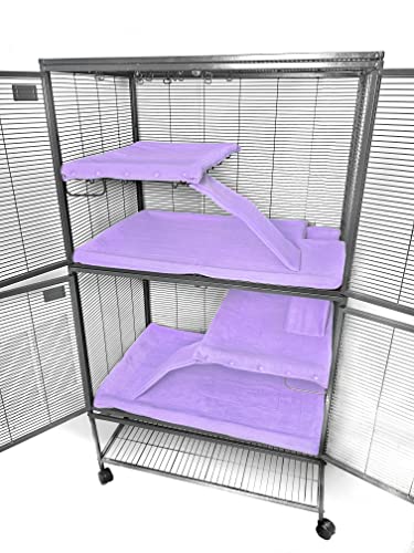 7-piece Cage Liner Set for Midwest Double Critter/Ferret Nation, Solid Colors | Rats, Sugar Gliders, Ferrets, Chinchillas (Lavender)
