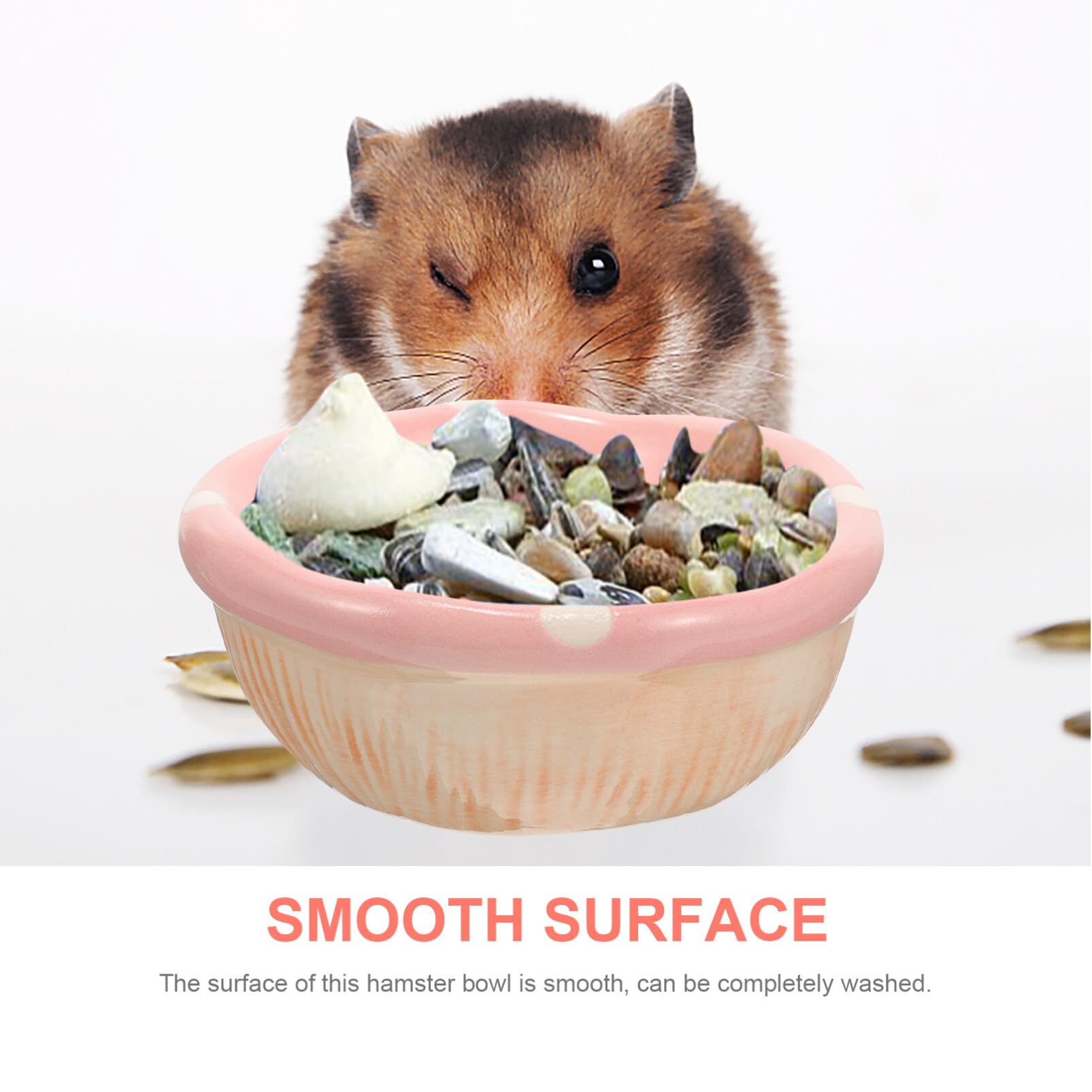 Beaupretty Hamster Food Bowl Mini Mushroom Shaped Water Bowl Guinea Pig Ceramic Small Animal Feeding Dish for Dwarf Hamster Gerbil Ferret Hedgehog Chinchilla Pink