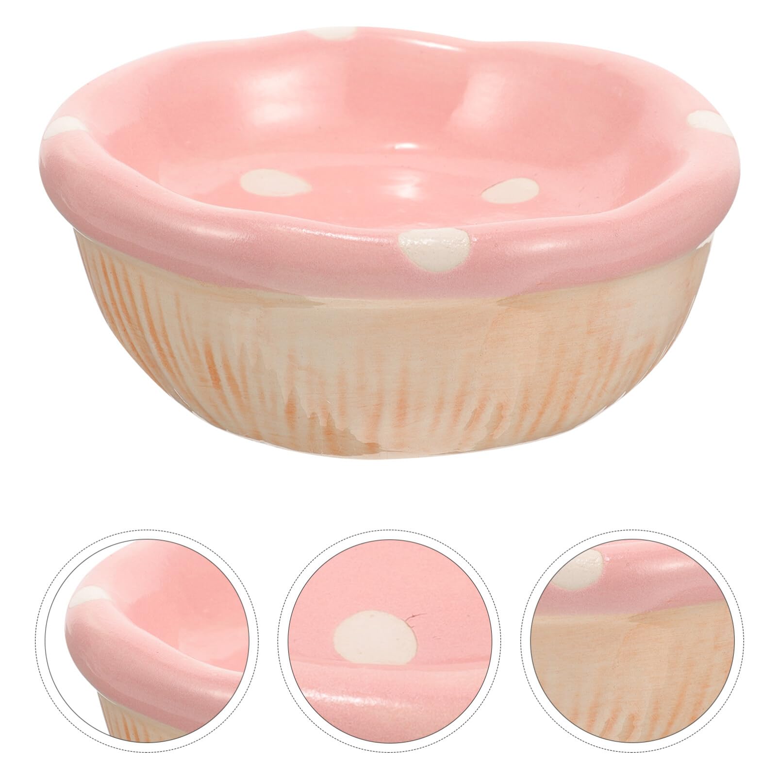 Beaupretty Hamster Food Bowl Mini Mushroom Shaped Water Bowl Guinea Pig Ceramic Small Animal Feeding Dish for Dwarf Hamster Gerbil Ferret Hedgehog Chinchilla Pink