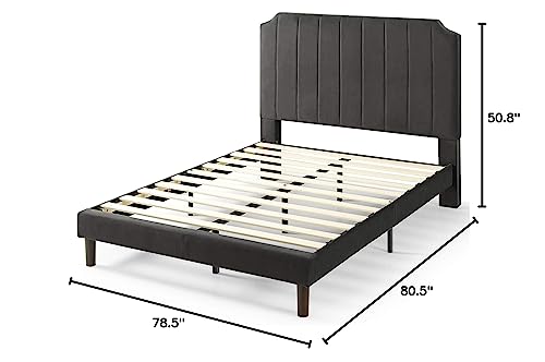 ZINUS Charlotte Upholstered Platform Bed Frame, Mattress Foundation, Wood Slat Support, No Box Spring Needed, Easy Assembly, King