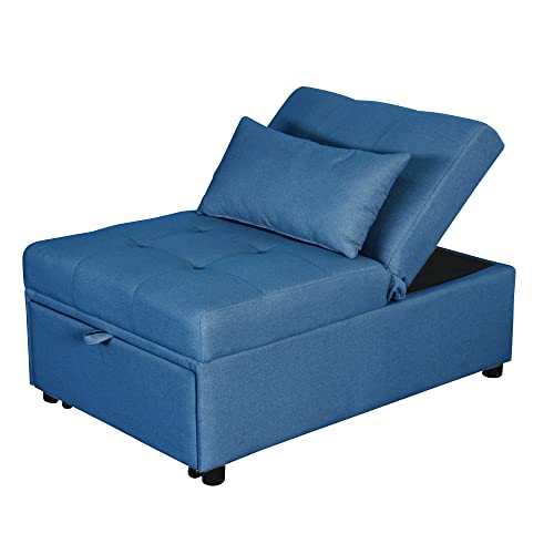 FANYE 3-in-1 Upholstered SofaChair Convertible Single Sleeper Couch Bed, Modern Pull Out Lounger Armchair W/Adjustable Backrest for Home Office Apartment Furniture