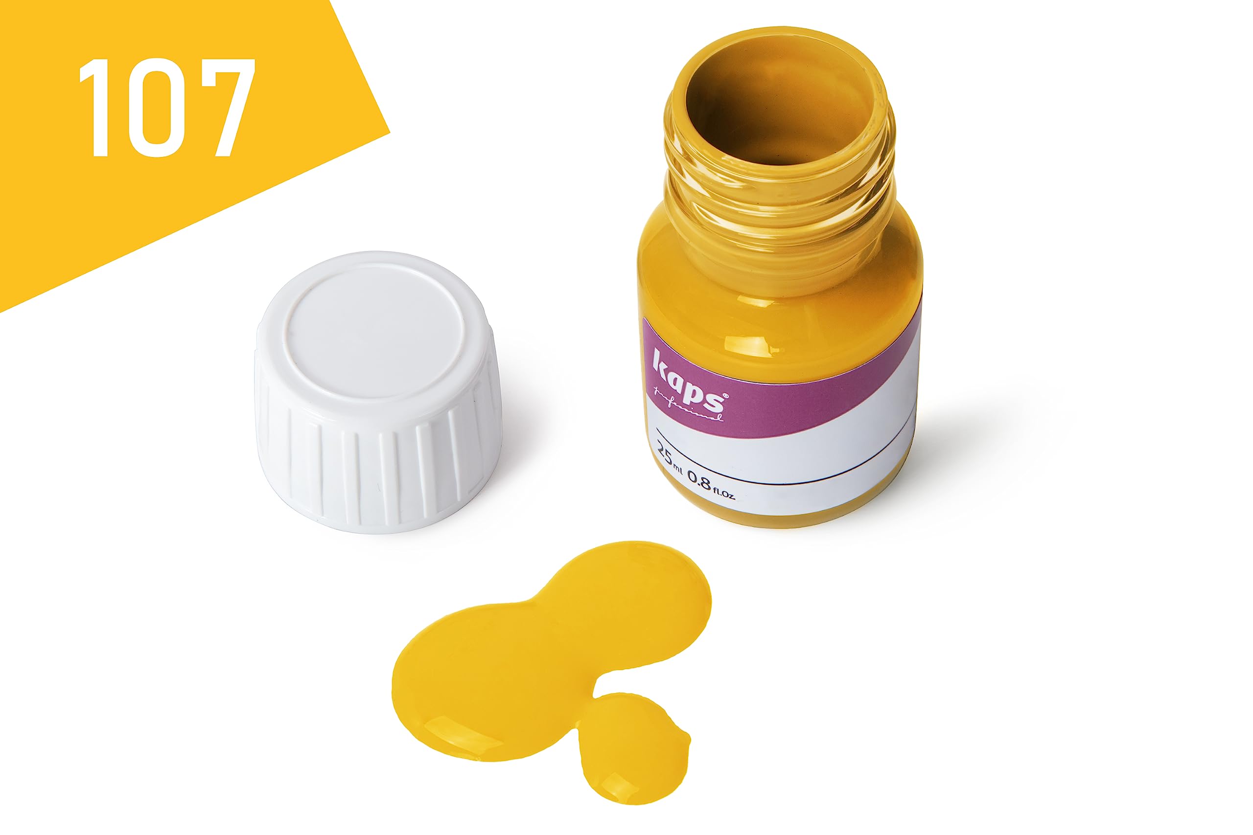 Dye with Primer for Natural and Synthetic Leather Shoes, Kaps Super Color and Preparer, 70 Colors (107 - Yellow)