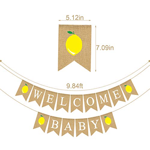 Jute Burlap Welcome Baby Banner Lemon Themed Baby Shower Diaper Party Decoration Supply