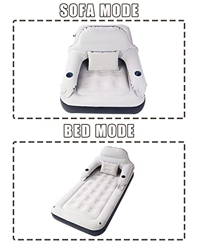 JEAOUIA Twin Air Mattress for Tents Camping - 9" Raised Portable Single Inflatable Couch with Soft Backrest Patch Kit - Blow Up Bed for Car Travel/Overnight Outdoors/Family Leisure