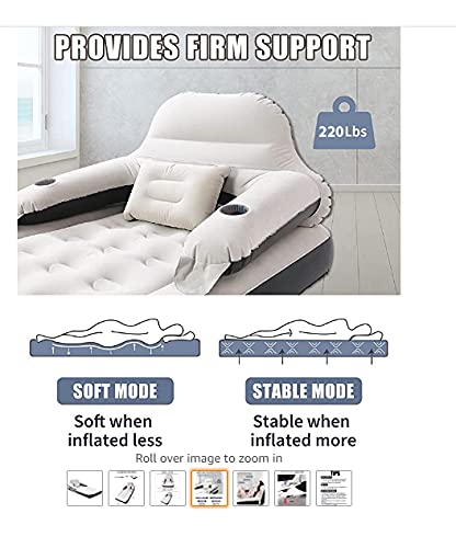 JEAOUIA Twin Air Mattress for Tents Camping - 9" Raised Portable Single Inflatable Couch with Soft Backrest Patch Kit - Blow Up Bed for Car Travel/Overnight Outdoors/Family Leisure