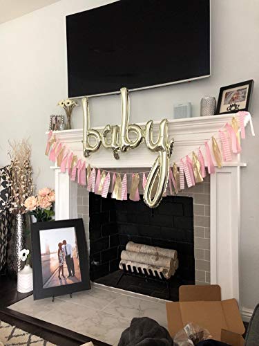 Besttt-Seller 46 Inch White Gold Baby Script Balloon banner baby shower decoration foil balloons