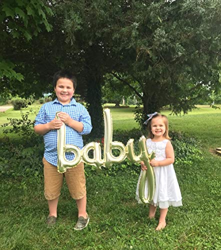 Besttt-Seller 46 Inch White Gold Baby Script Balloon banner baby shower decoration foil balloons