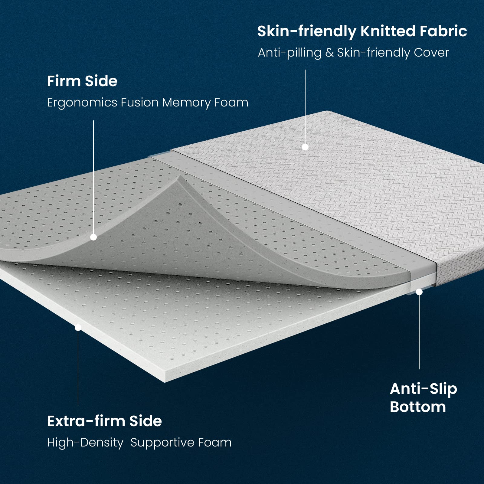 BedStory Mattress Topper 4 Inch King Size -Memory Foam Bed Topper for Pain Relief - Copper Gel Bamboo Charcoal Green Tea Infused Cooling Mattress Pad