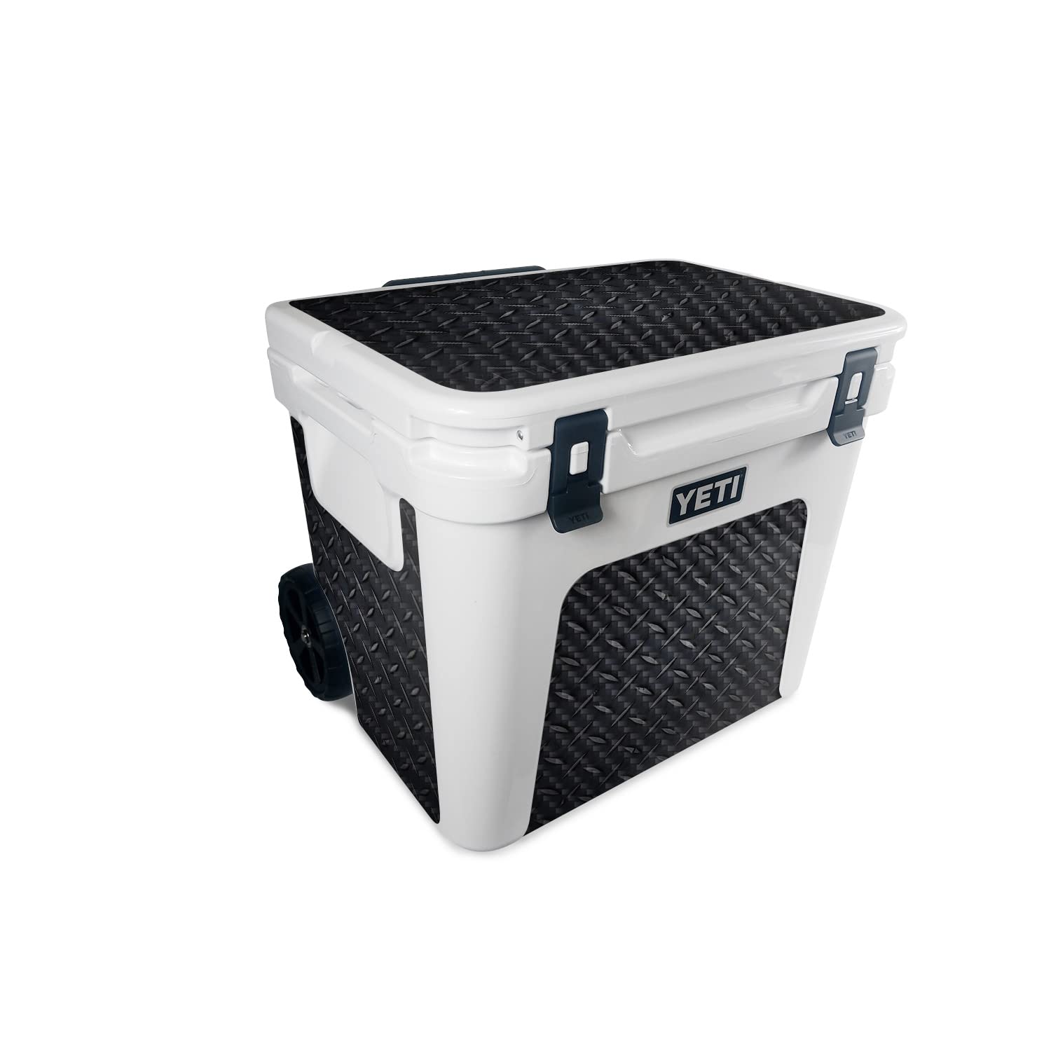 MightySkins Carbon Fiber Skin Compatible with Yeti Roadie 60 Wheeled Cooler - Black Diamond Plate | Protective, Durable Textured Carbon Fiber Finish | Easy to Apply & Change Styles | Made in The USA