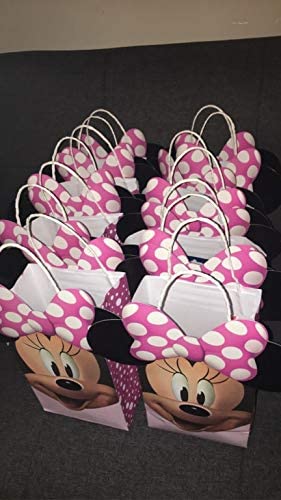 Mini Mouse Party Favor Paper Bags - 8.25" x 5" x 3.25" | Multicolor - Pack of 8