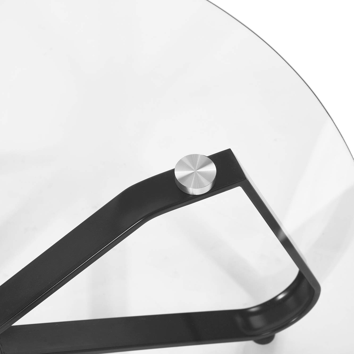 wOod-it Round Coffee Table 31.5" Tempered Glass Top Black Metal Center Tables Small Circle Modern for Living Room