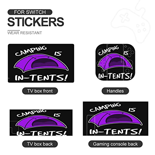 Camping is in Tents Compatible with Switch/Switch Lite Console Joy-Con Dock Sticker Skin Full Set Cute Stickers Cover for Switch