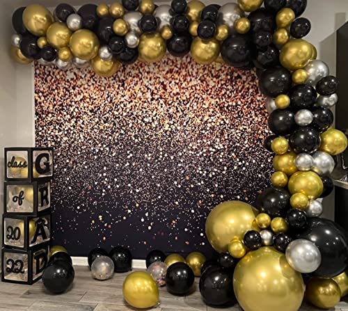 60pcs Gold Silver Black Balloons 12 Inches Latex Gold Silver Black for Birthday Party Baby Shower Graduation Decorations.