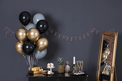 60pcs Gold Silver Black Balloons 12 Inches Latex Gold Silver Black for Birthday Party Baby Shower Graduation Decorations.