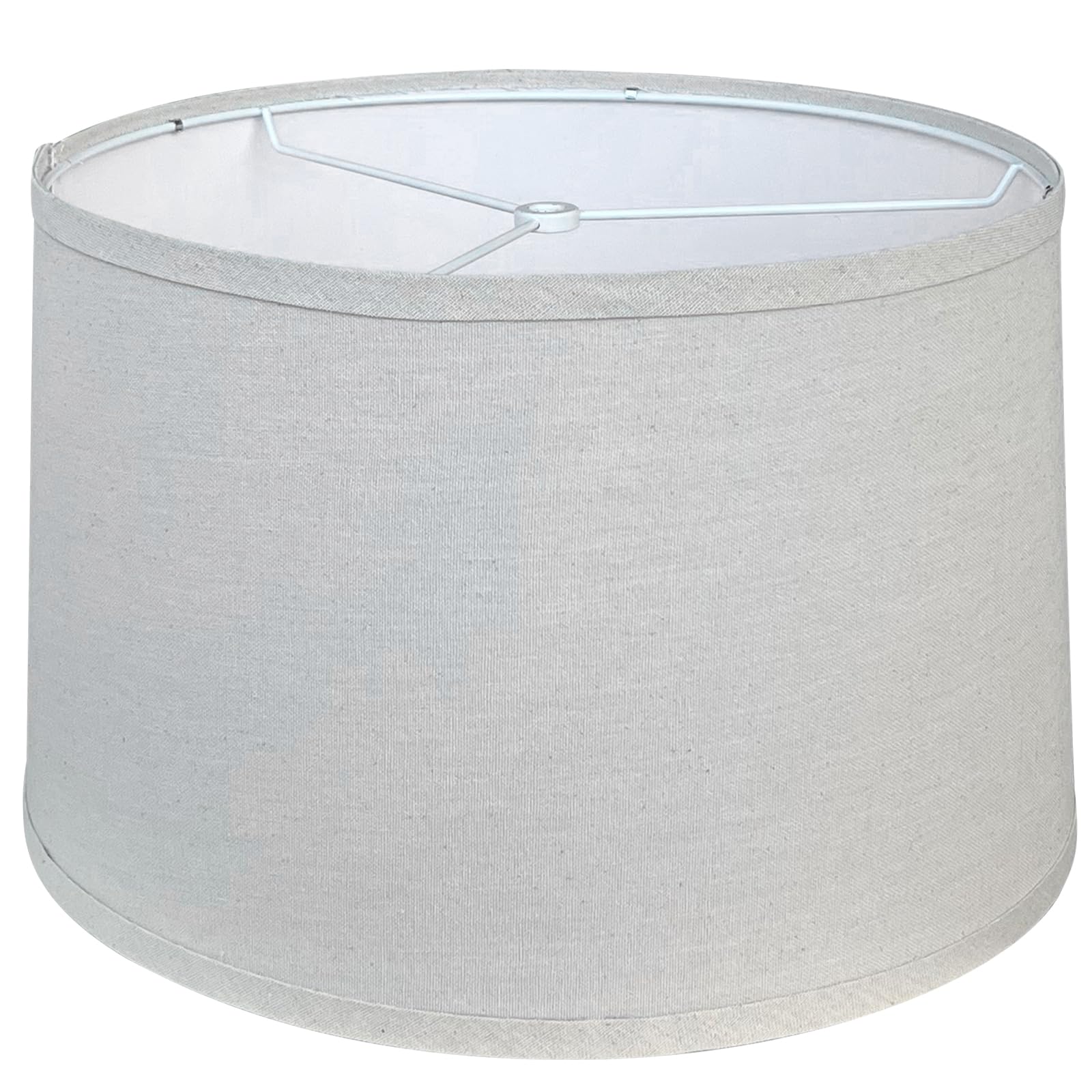 TOOTOO STAR Brown Drum Lamp Shade 13.25"x14.25"x9" inches Assembly Required Natural Linen Lampshade for Table Lamp,Bedside Lamp,Floor Lamp