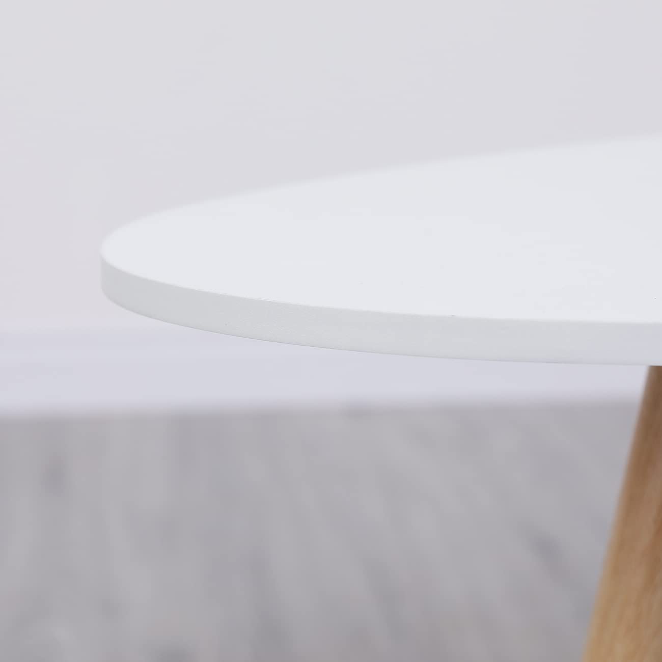 Oval Wood Coffee Table Modern Style with Open Storage Layer for Storage and Display 2 Tier Goose Egg Pattern Sofa Table Cocktail Table for Living Room Home Office