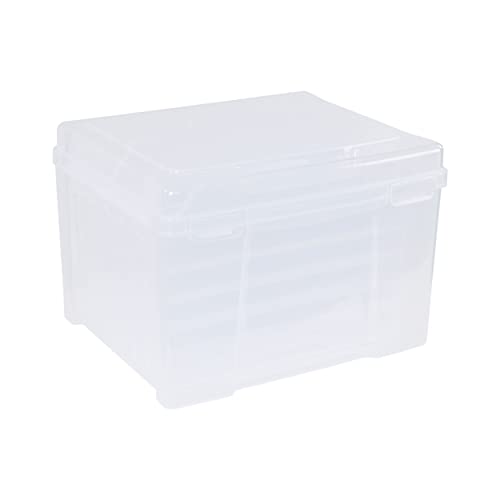 CraftyBook All Occasion Card Storage Box - Clear Plastic Organizer Assorted Card Box with 6 Adjustable Dividers