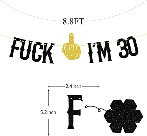 I’m 30 Years Old Banner, 30th Birthday Bunting Party Decor, Cheers to 30 Years ,Funny Thirty Years Old Birthday Party Decorations Black and Gold