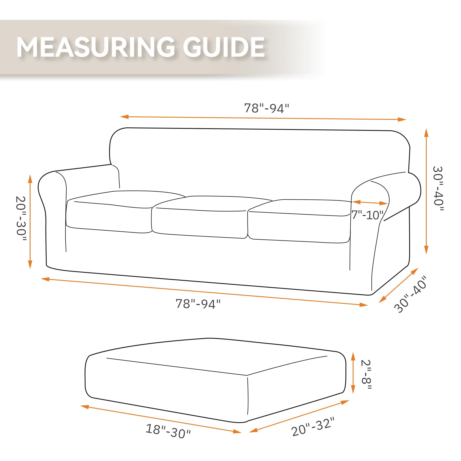 KEKUOU 4 Pieces Stretch Couch Covers for 3 Cushion Couch Sofa pet Friendly， Sofa Covers Washable Soft Elastic Dogs Furniture Protector(Sofa,Black)