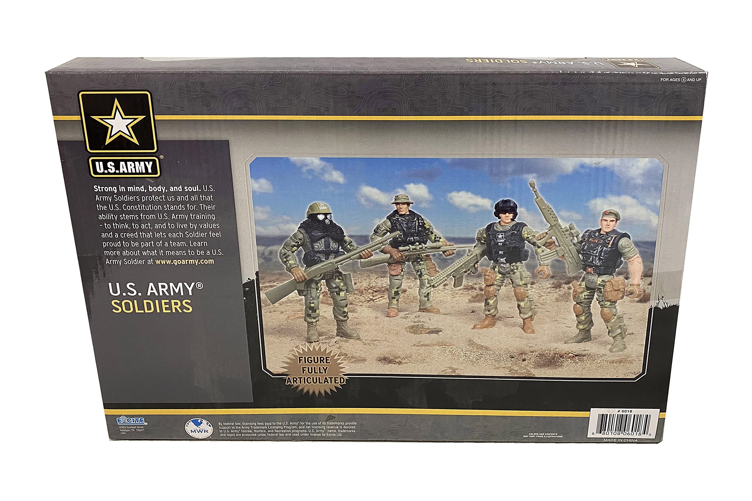 U.S. Army Soldiers 4 PK Fully Articulated Figures