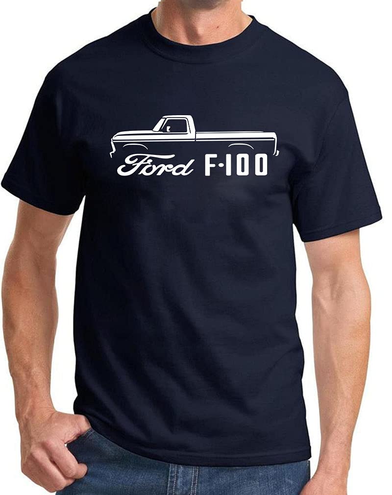 1973-77 Ford F100 Pickup Truck Classic Outline Design Print Tshirt XXX-Large Navy