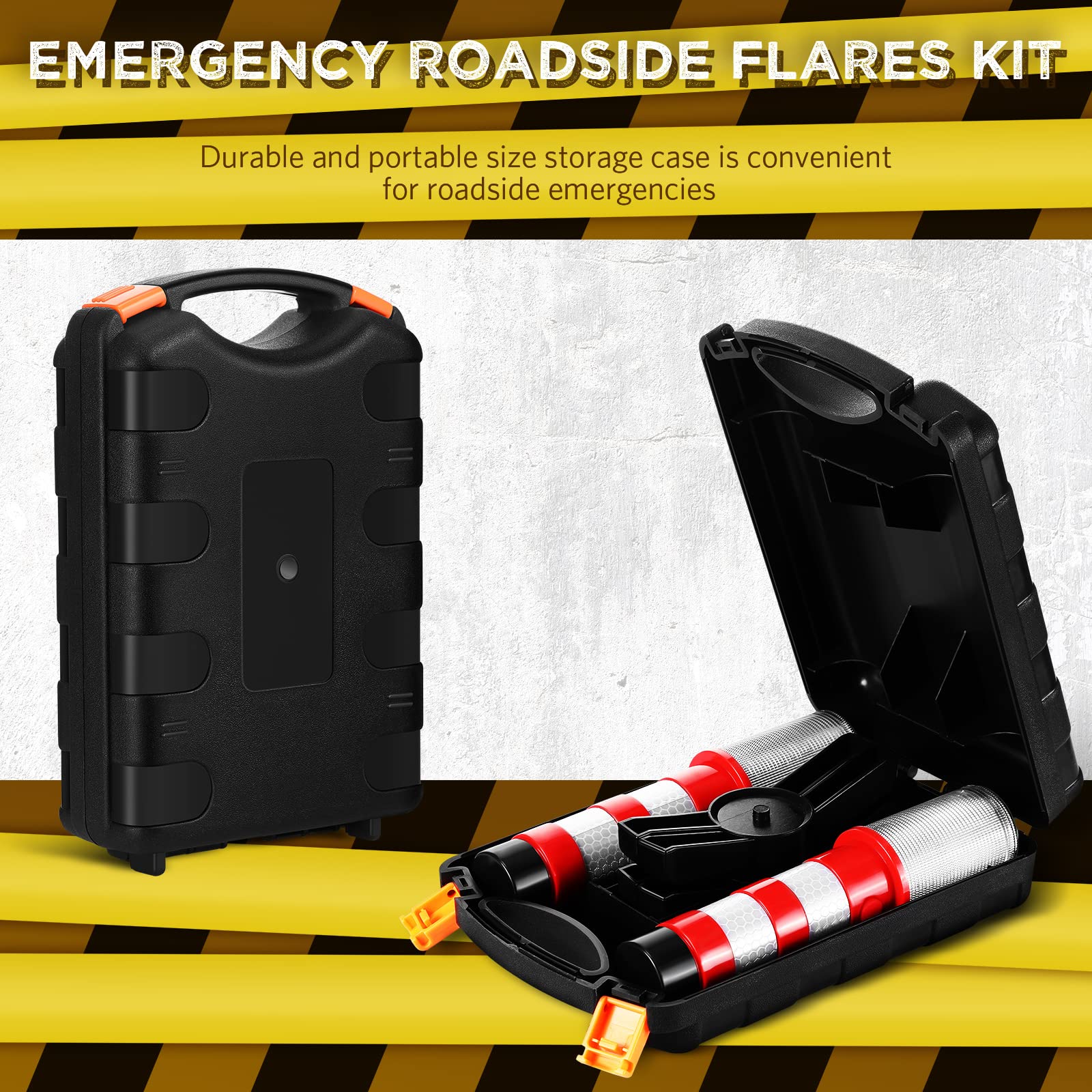 6 Pcs LED Road Flares Emergency Warning Light Bright Red Highway Beacon Safety Strobe Light Roadside Flares Lights with Magnetic Bases and Detachable Stands for Car Truck Vehicles (Batteries Excluded)