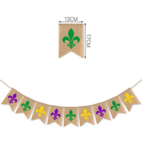 SWYOUN Burlap Mardi Gras Banner New Orleans Party Mantel Fireplace Garland Decoration Supplies