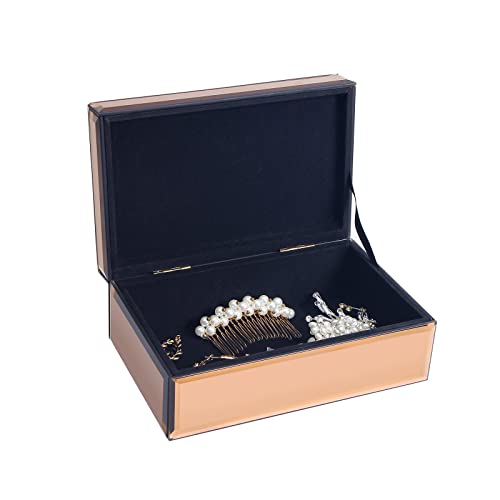 BST FURNH Luxurious Crushed Diamond Large Gold Mirrored Jewelry Box Silver Glass Jewelry Organizer Storage High-end Luxury Big Mirror Box Jewelry Decorative Box