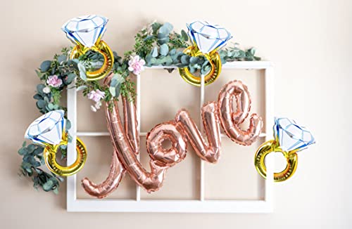 2Pcs Diamond Engagement Mylar Balloons,Marriage Engagement,Wedding Bridal Shower Party Supplies.