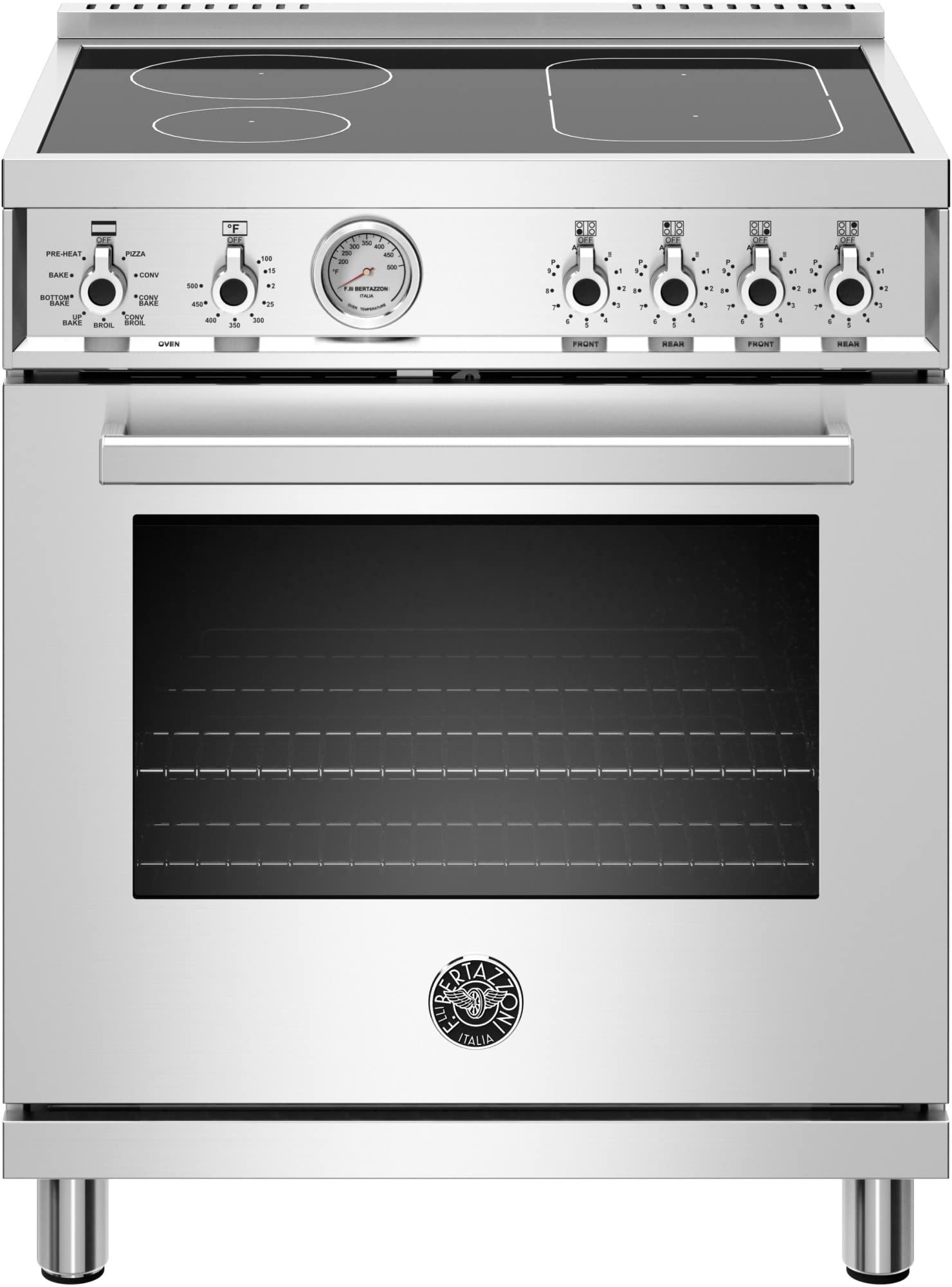Bertazzoni PROF304INMXE Professional Series Induction, 30" IND Range, Stainless Steel