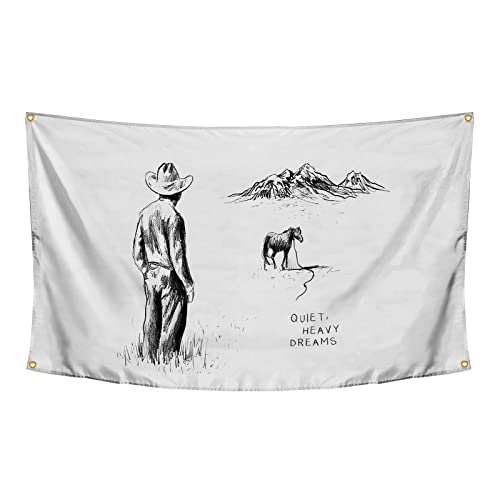 Zach Bryan, Quiet, Heavy Dreams Flag 3x5 Feet Banner Funny Poster Fine Workmanship and Bright Colors Wall Flag with Brass Grommets for College Dorm Room Decor