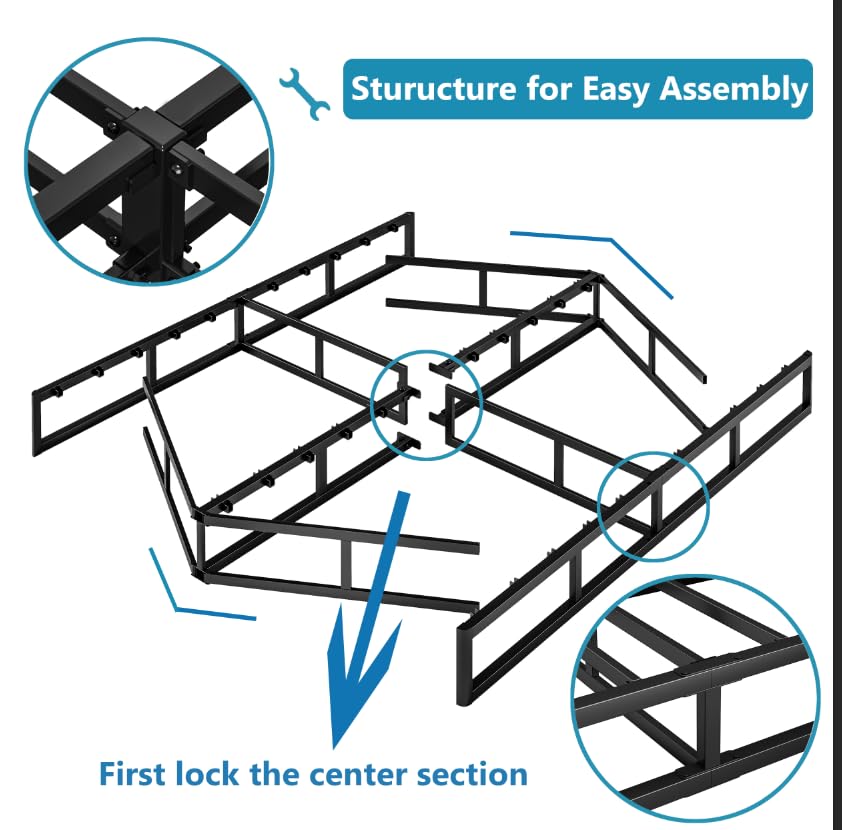 Gdduck 9 Inch Box Spring Queen,Metal Queen Size Box Only Basics Bed Base, Mattress Foundation,Black Sturdy Heavy Duty Structure with Cover,Noise Free,Easy Assembly