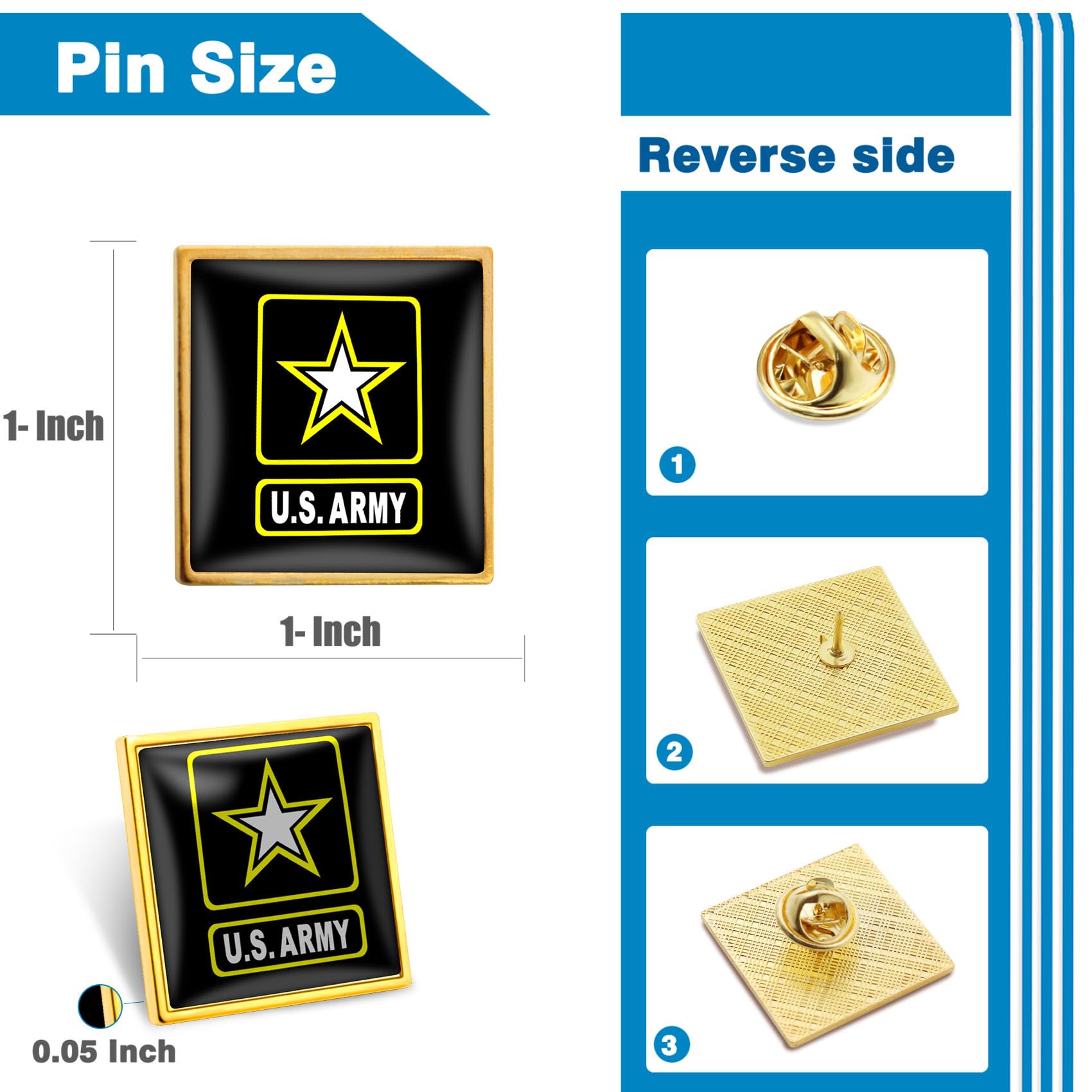6/Pcs U S Army Flag Lapel Pins Bulk - Metal American United States Army Star Military Brooch Badge Souvenir