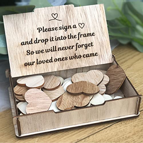 Y&K Homish Transparent Wedding Guest Book Alternative for Party Reception 80 Hearts Green Wreath Rustic Brown